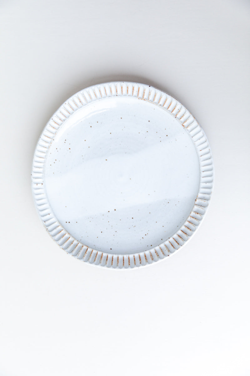 Mt Washington Pottery Fluted Dinner Plate - Glossy White Glaze | Garmentory