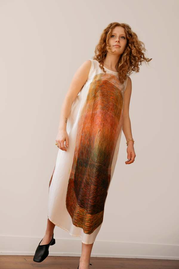 Anntian Deep back Dress - Panel Print W | Garmentory