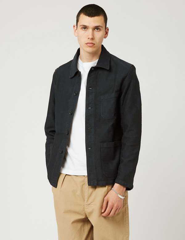 Vetra Moleskin French Workwear Jacket - Black | Garmentory