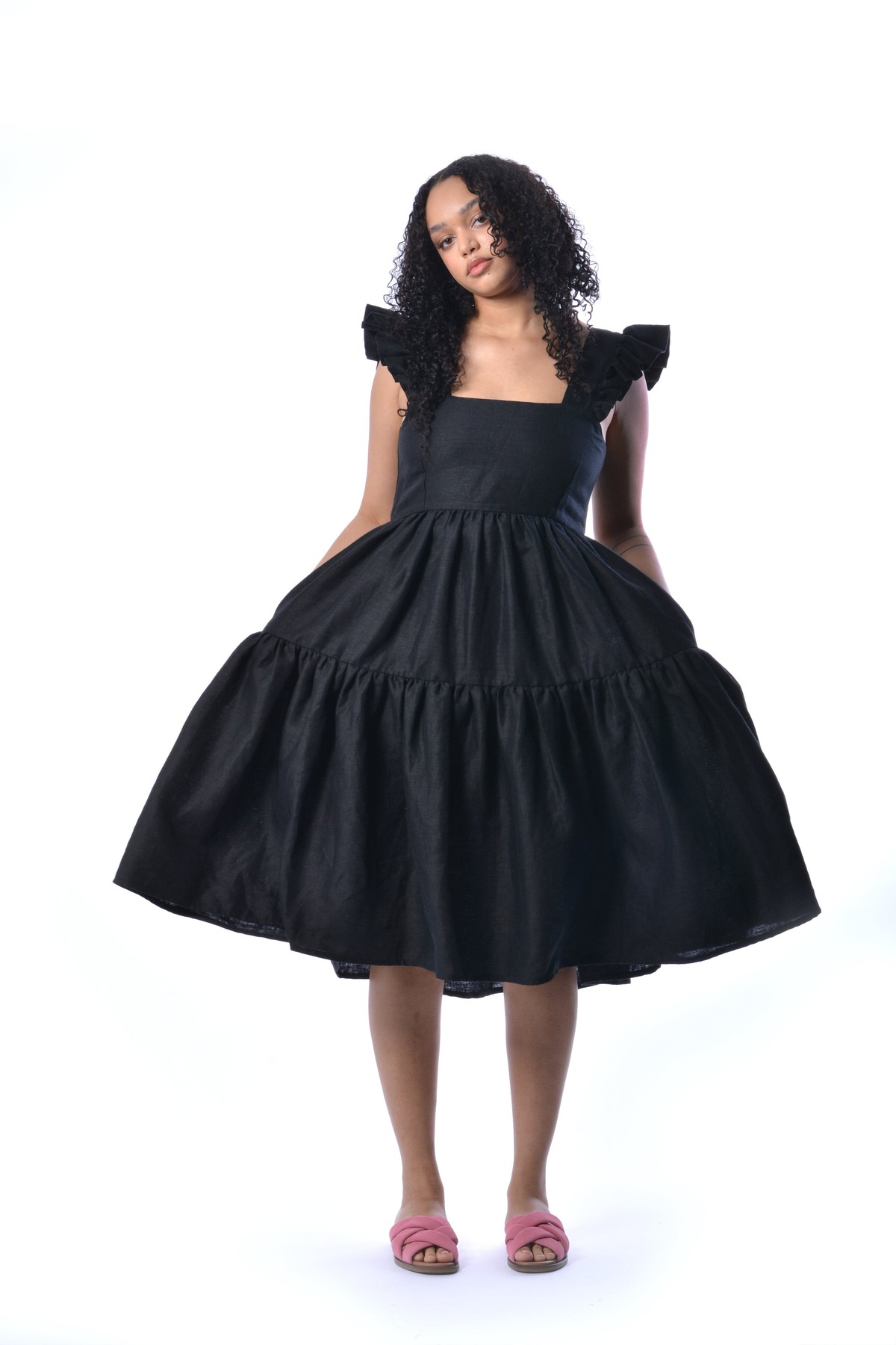 Eliza Faulkner Linen Angelica Dress - Black | Garmentory