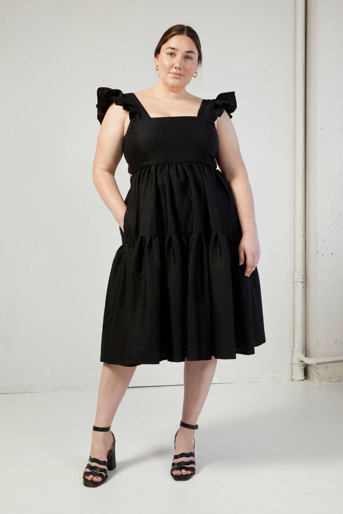 Eliza Faulkner Linen Angelica Dress - Black | Garmentory