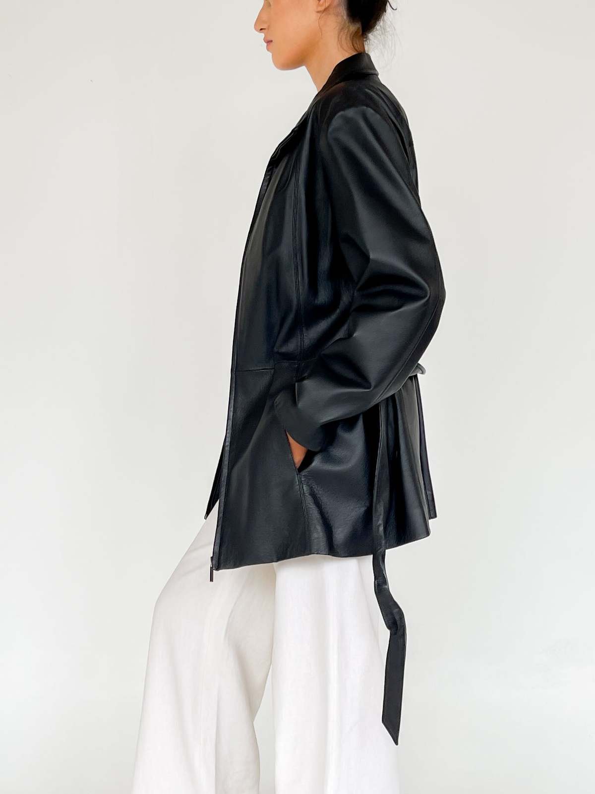 Leather Wrap Jacket - Black | Garmentory