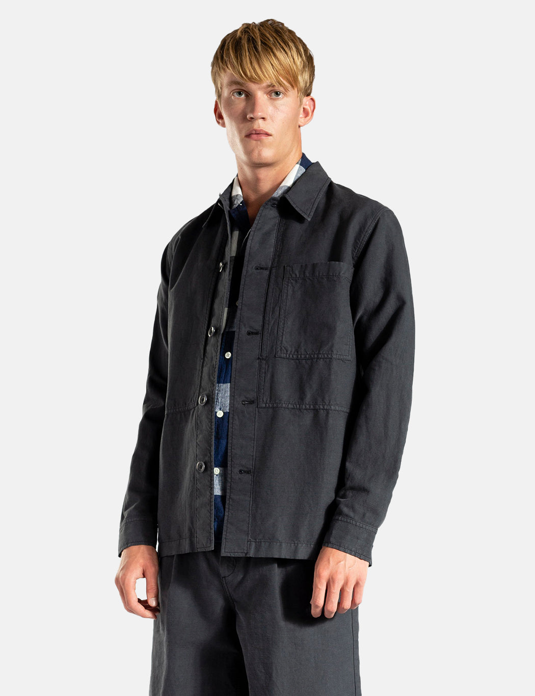 Norse Projects Kyle Cotton Linen Jacket - Slate Grey | Garmentory