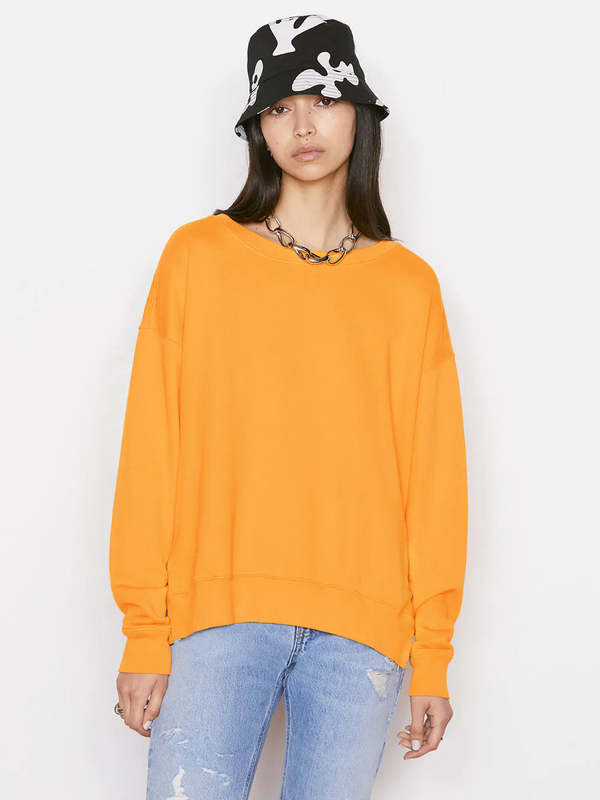 FRAME Denim Side Slit Sweatshirt - Kumquat | Garmentory
