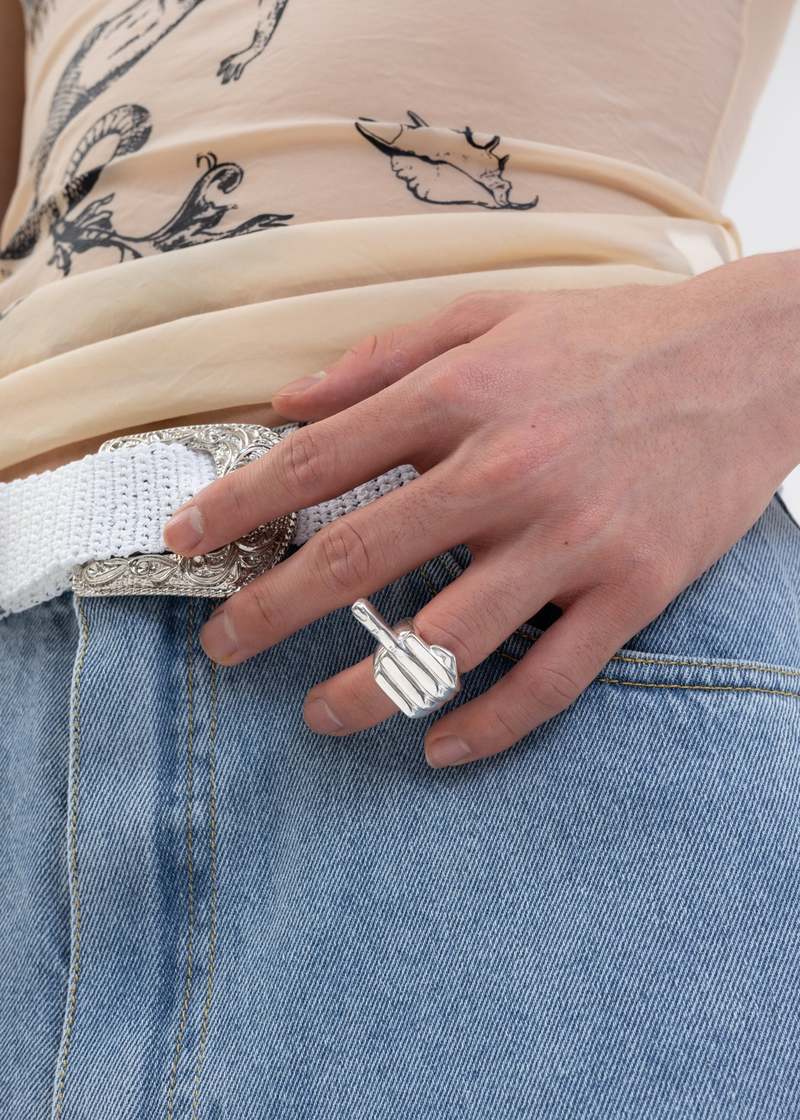 Natasha Zinko MIDDLE FINGER RING - SILVER | Garmentory