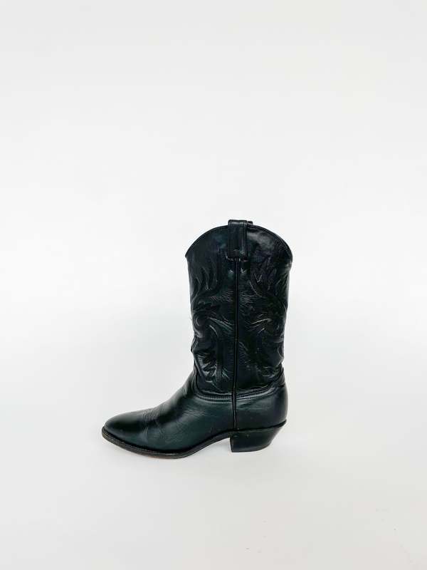 Flame Embossed Cowboy Boots - Black | Garmentory