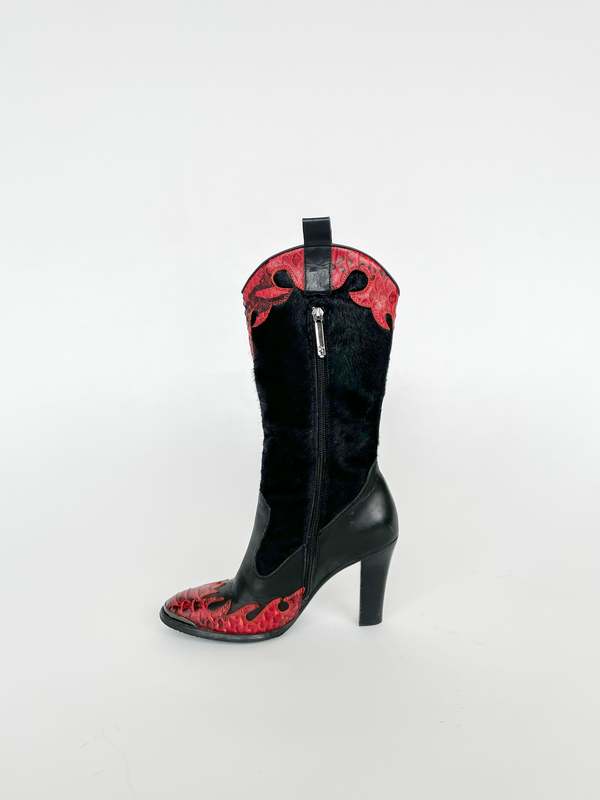 Cowboy Boots - Black Suede/Red Flame | Garmentory