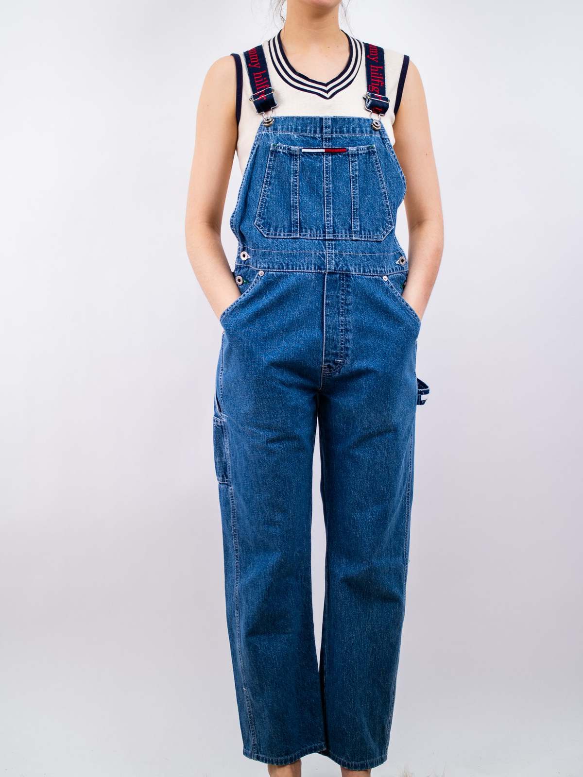1990's Tommy Hilfiger Overalls - Dark Wash | Garmentory