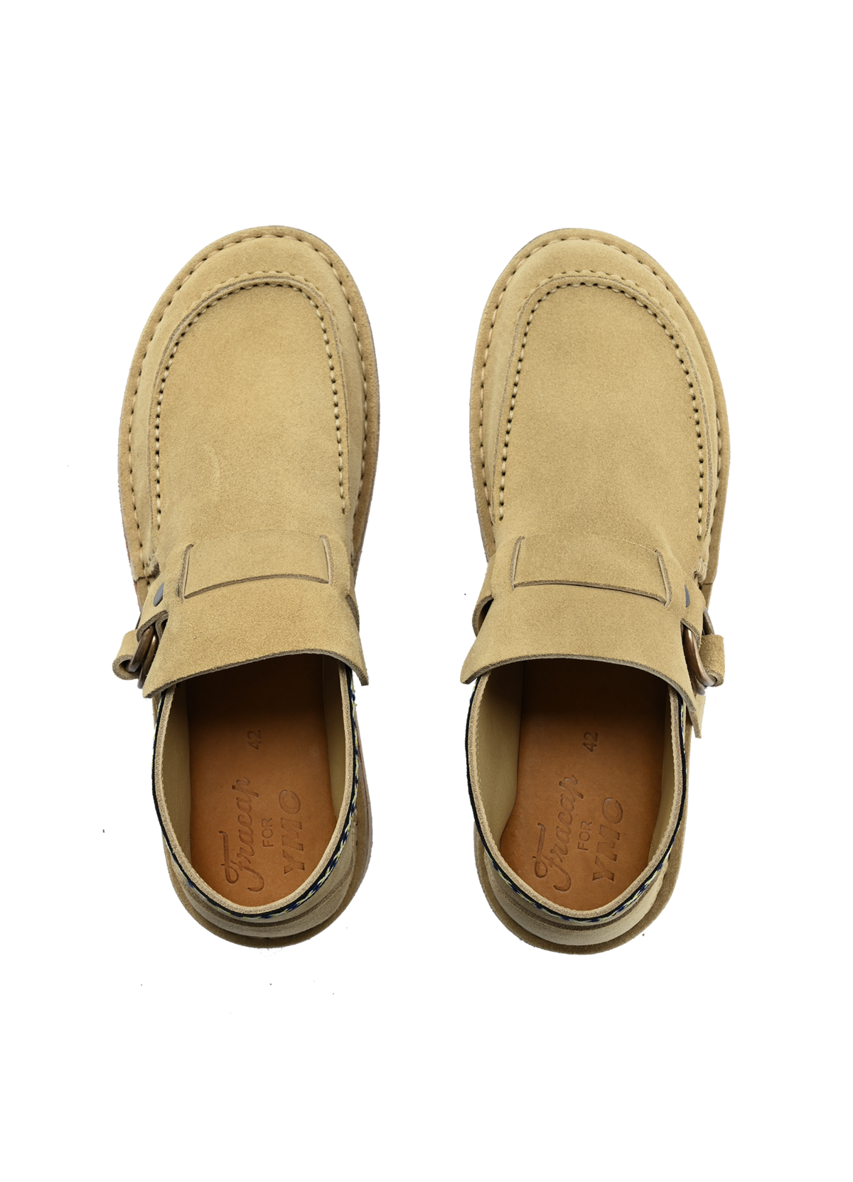 YMC X Fracap alf Suede Buckle Sandals - Beige | Garmentory
