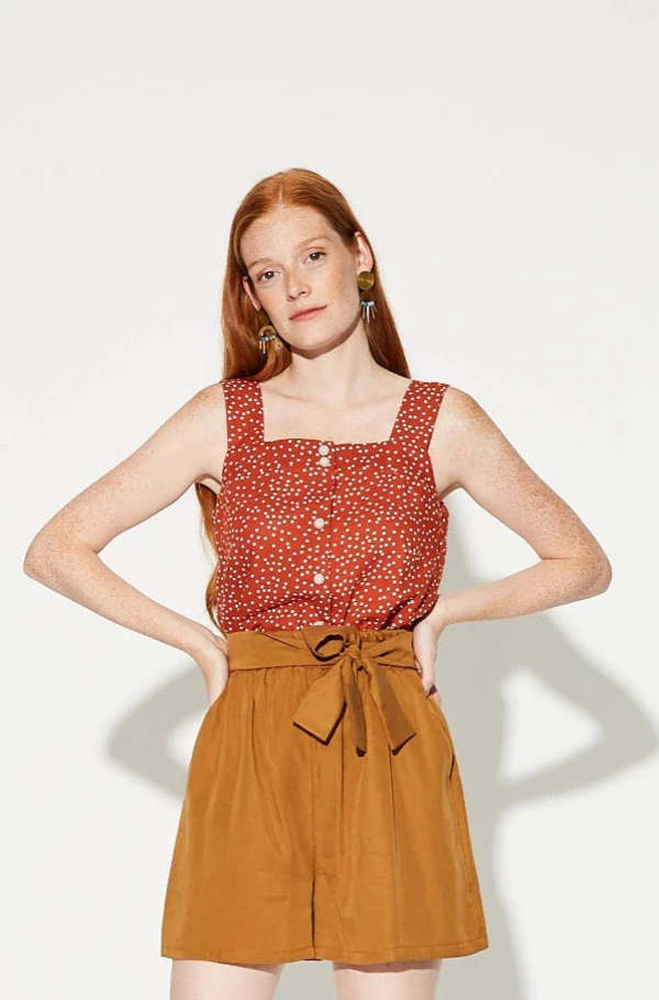 CHERRY BOBIN SS22 WILDE CAMI top - TERRACOTTA DOT | Garmentory