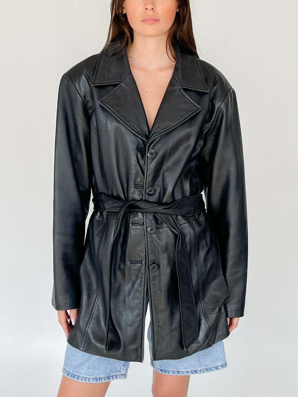 Leather Wrap Jacket - Black | Garmentory