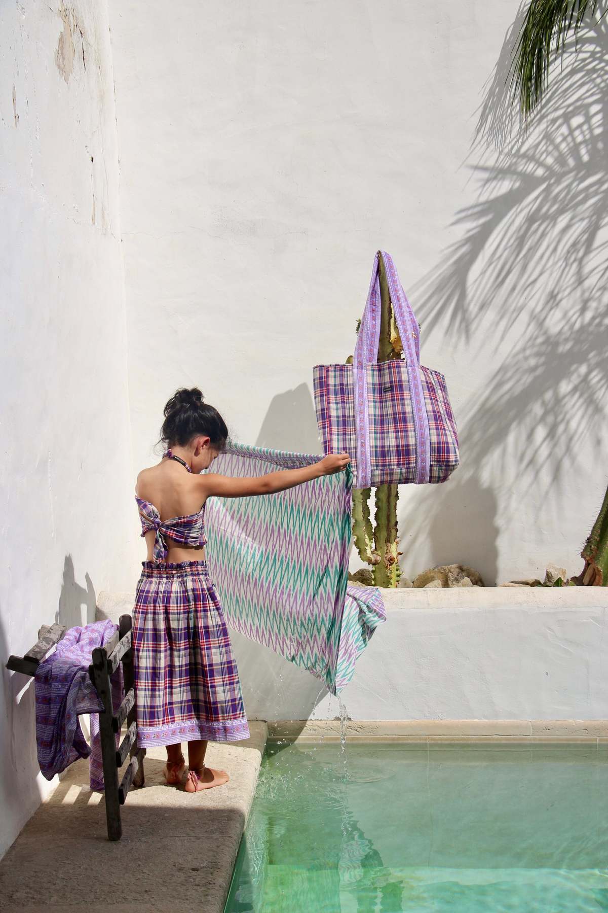 Kids Bonjour Bikini Set - Purple Check | Garmentory