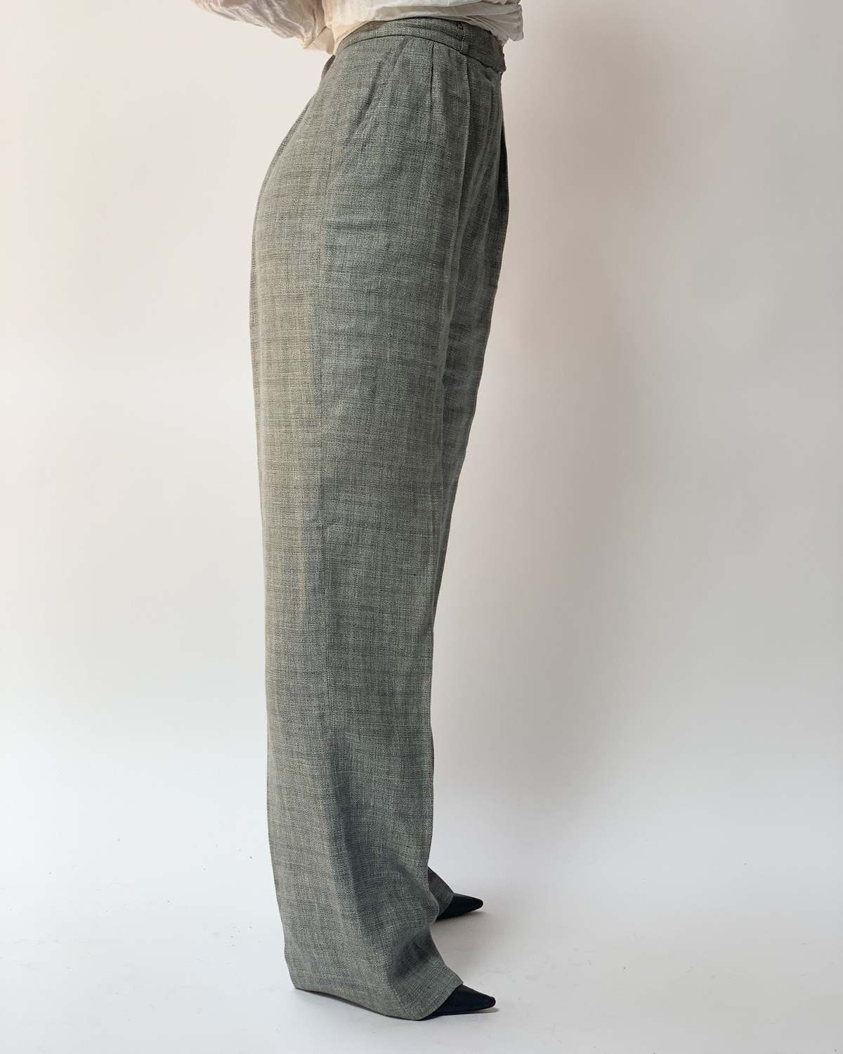 Vintage Woven Linen Pants - Grey | Garmentory