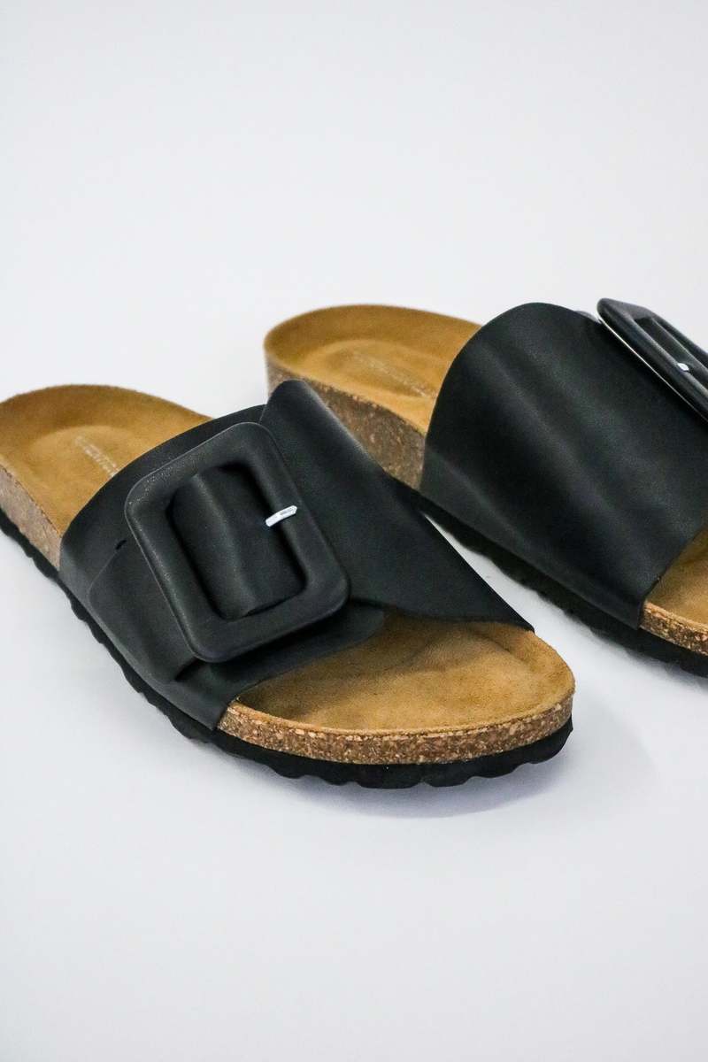 "INTENTIONALLY __________." Clarice Sandal - Black | Garmentory