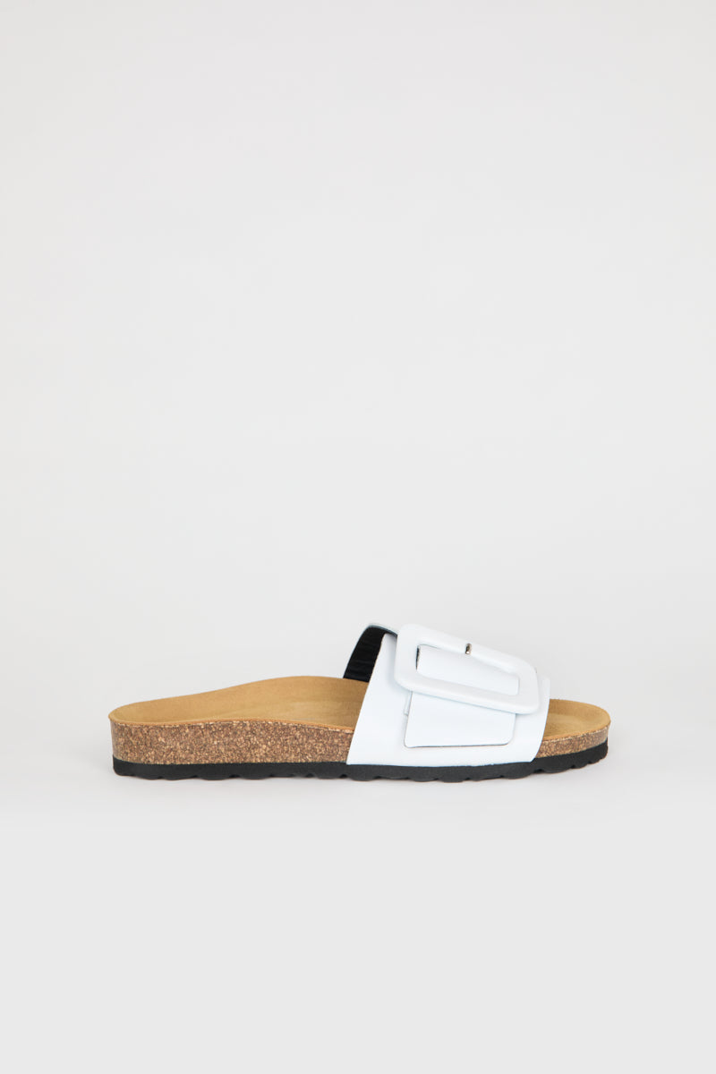 "INTENTIONALLY __________." Clarice Sandal - White | Garmentory