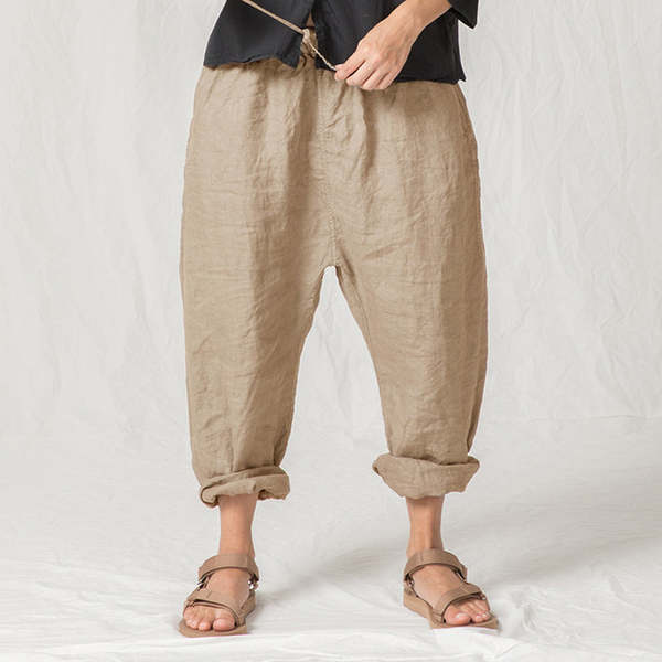 Album Di Famiglia Unisex Linen Braghe Pants - Beige | Garmentory