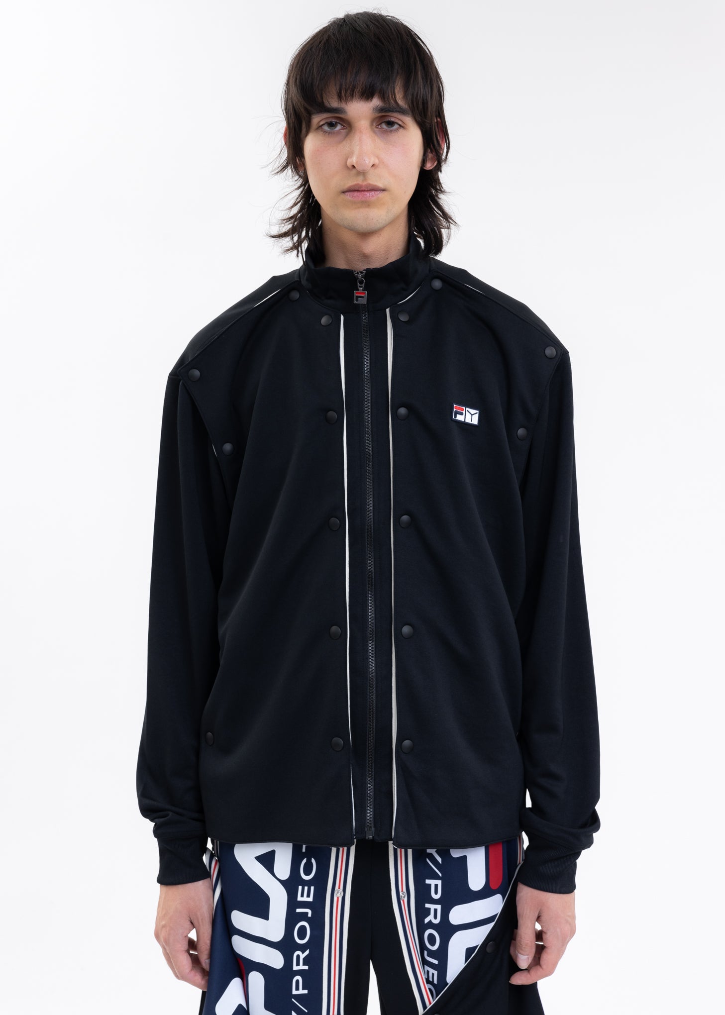 Y/PROJECT X FILA SNAP PANEL Jacket - Black | Garmentory