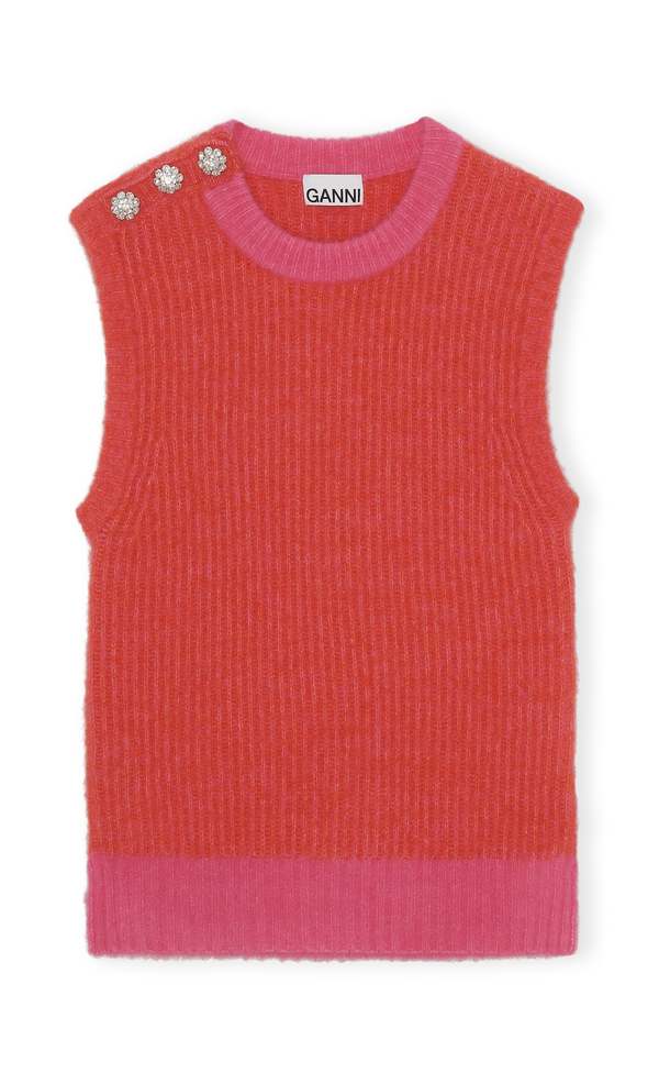 Ganni Knitted Vest - Shocking Pink | Garmentory