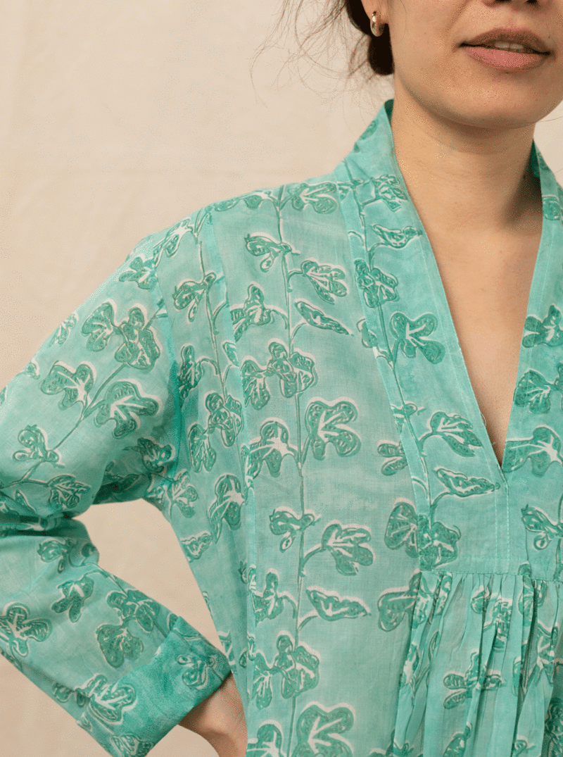 VIRGINIA JOHNSON Paloma Caftan - Mint Hollyhock | Garmentory