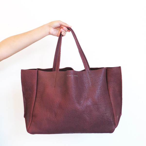 Ampersand as Apostrophe Sideways Tote in Oxblood Buffalo | Garmentory