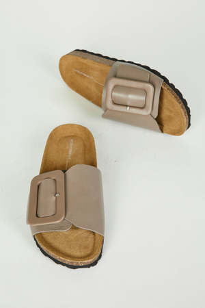 "INTENTIONALLY __________." Clarice Sandal - Fog | Garmentory