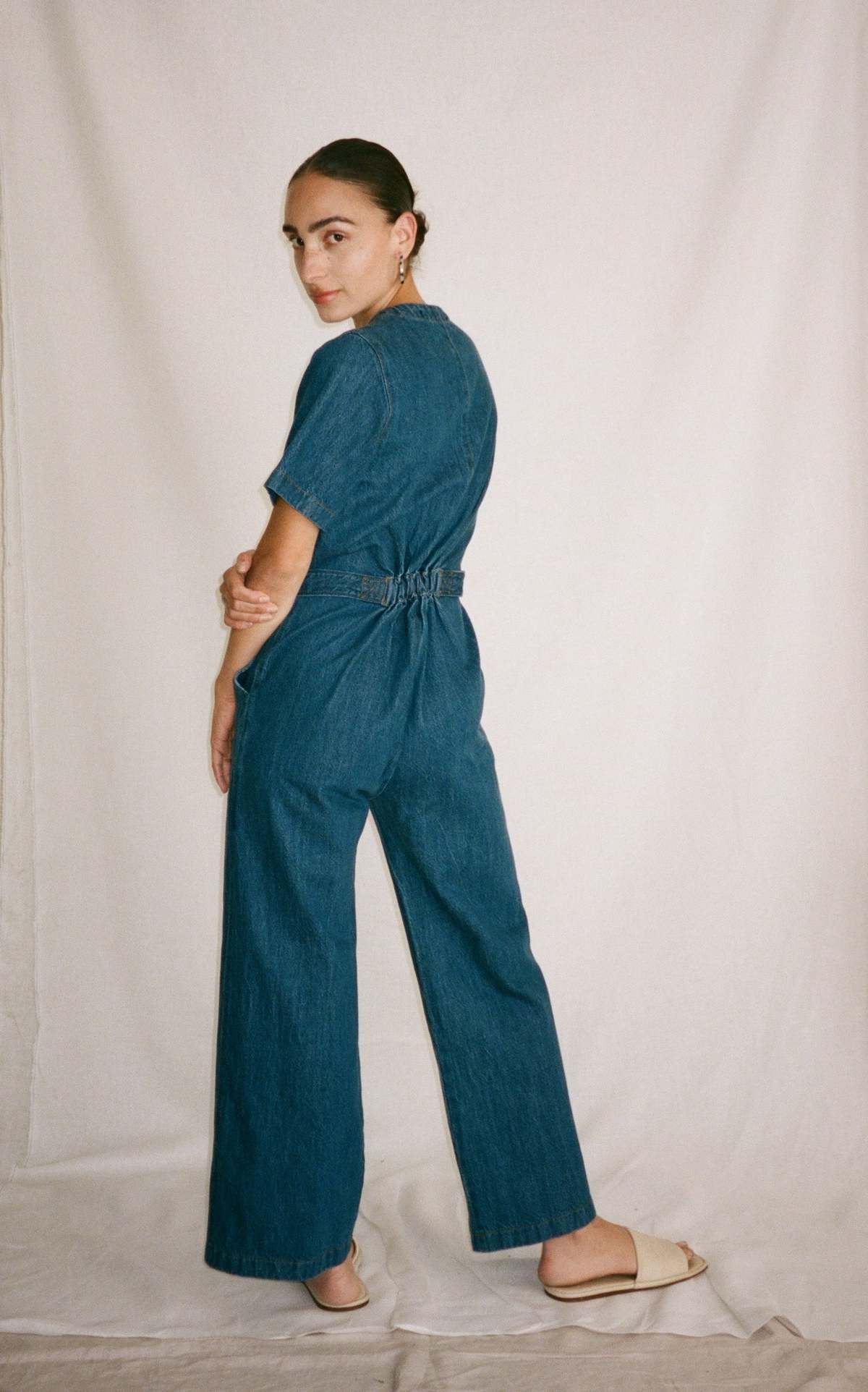 oaxaca jumpsuit in marisol denim | Garmentory