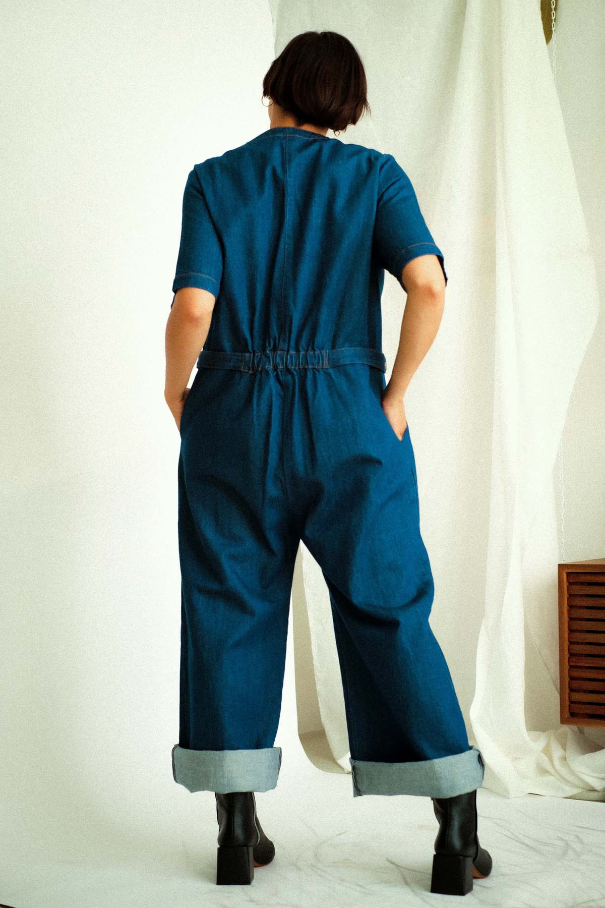 oaxaca jumpsuit in marisol denim | Garmentory