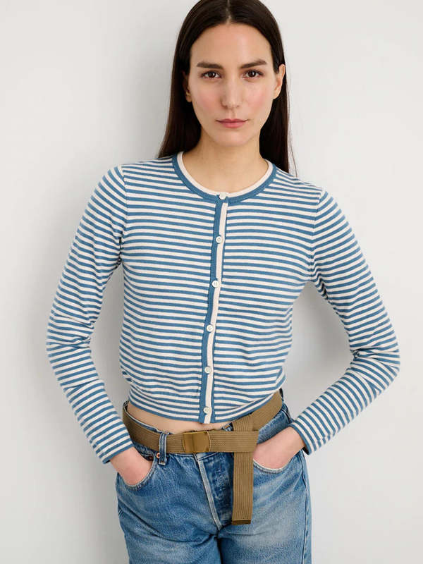 Alex Mill Albertina Cardigan - French White/Blue | Garmentory