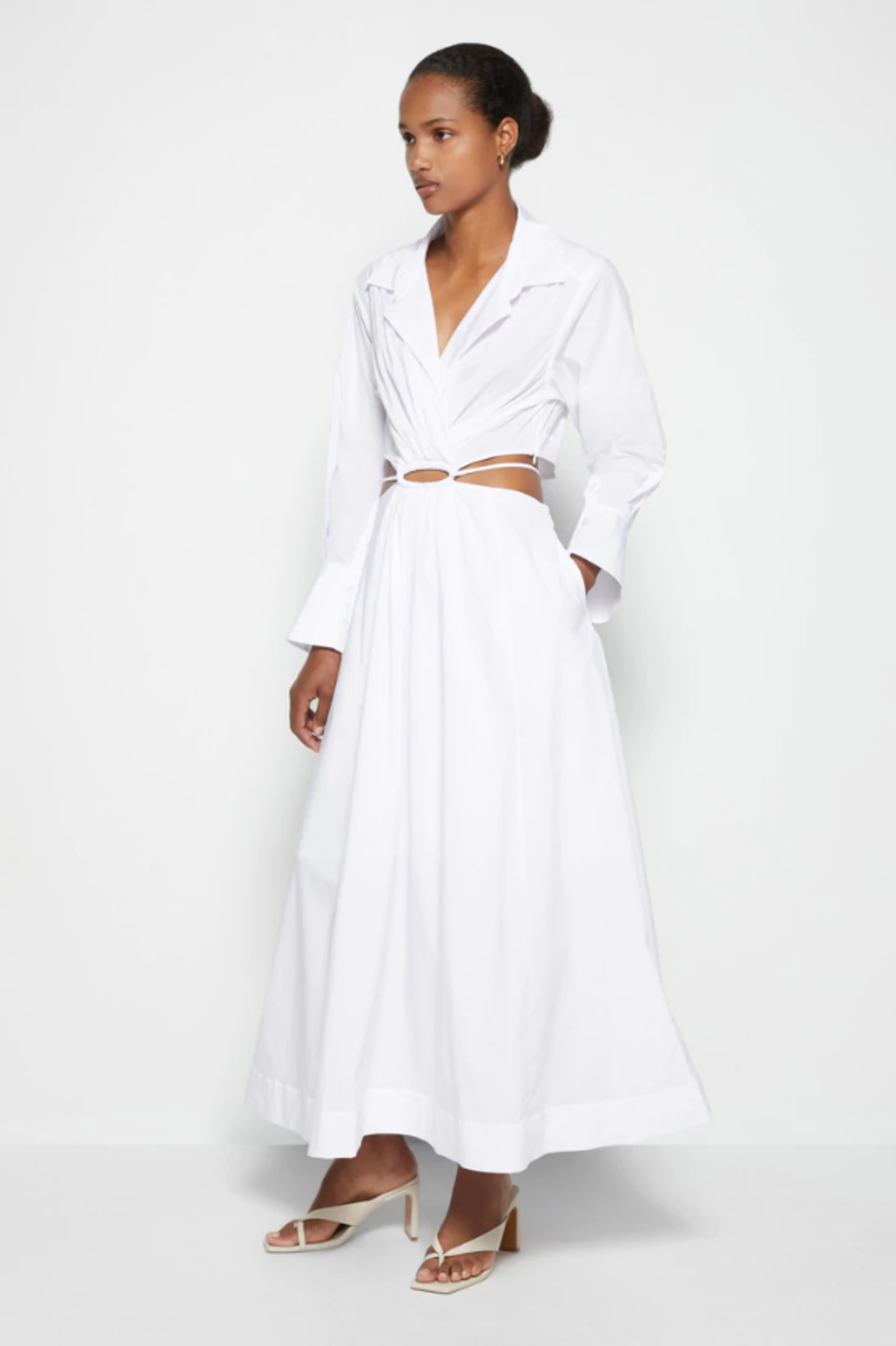 Jonathan Simkhai Alex Pleated Cut Out Dress - White | Garmentory