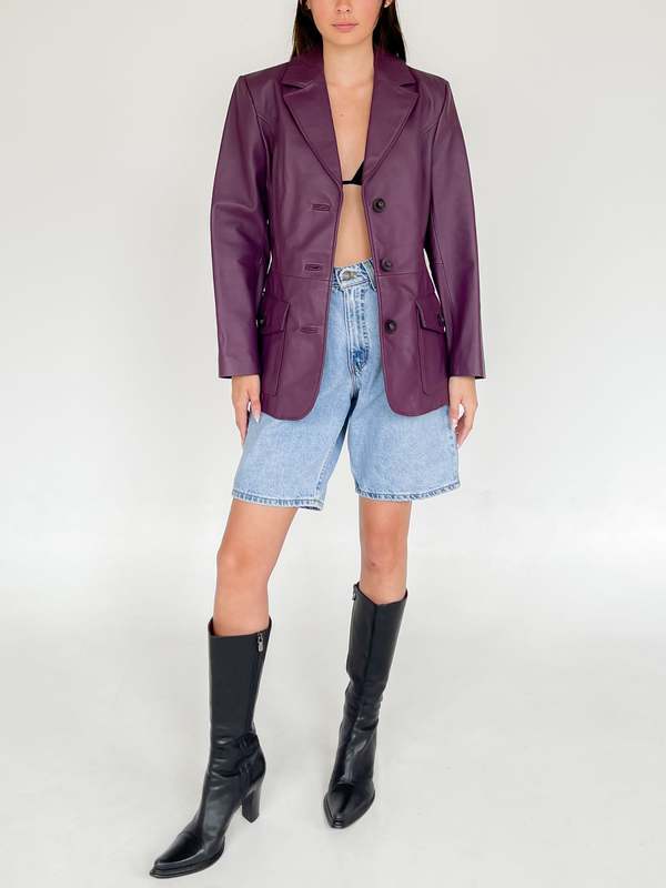 Leather Blazer - Grape | Garmentory