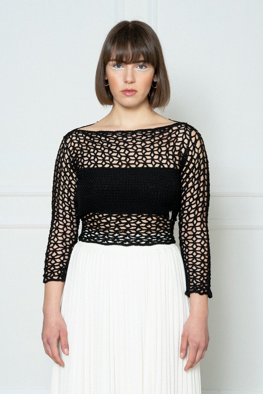 SUCCO Hand Crochet Top In Black | Garmentory