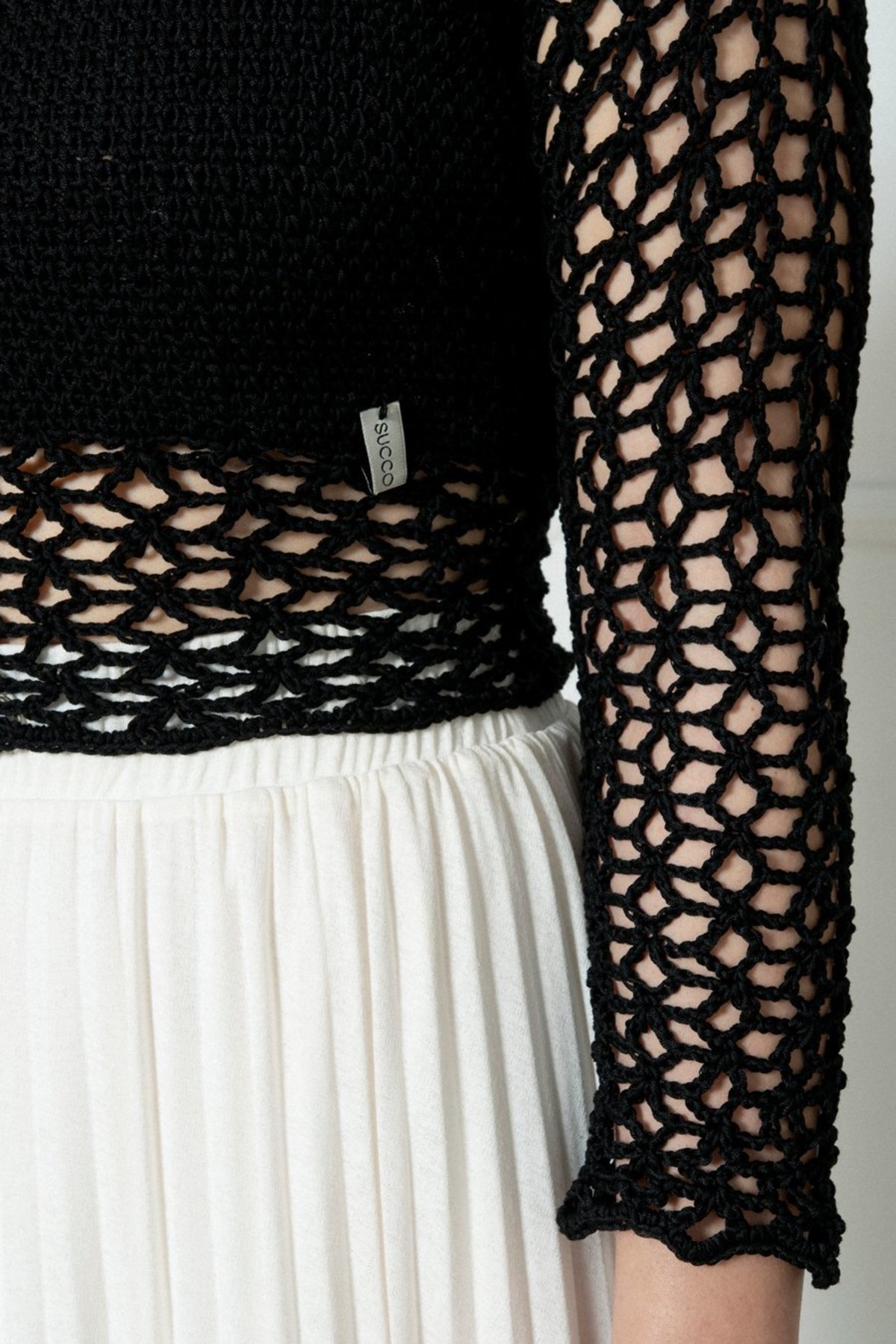 SUCCO Hand Crochet Top In Black | Garmentory