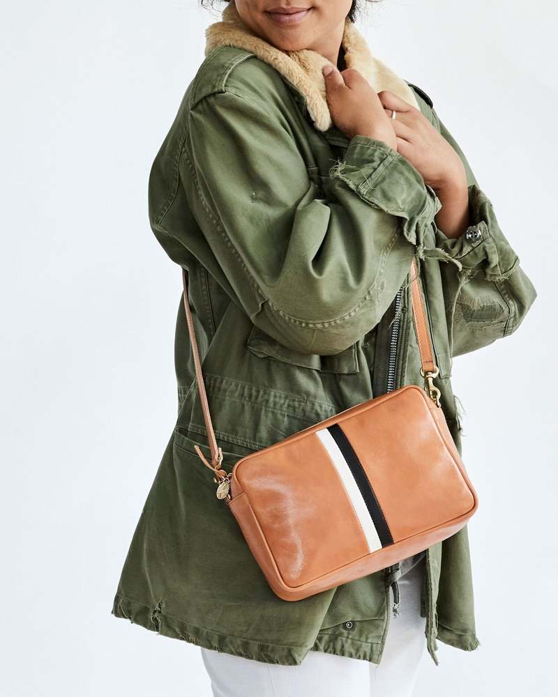 Clare V. Marisol - Natural Rustic/Black Italian Nappa/Cream Goat Desert ...