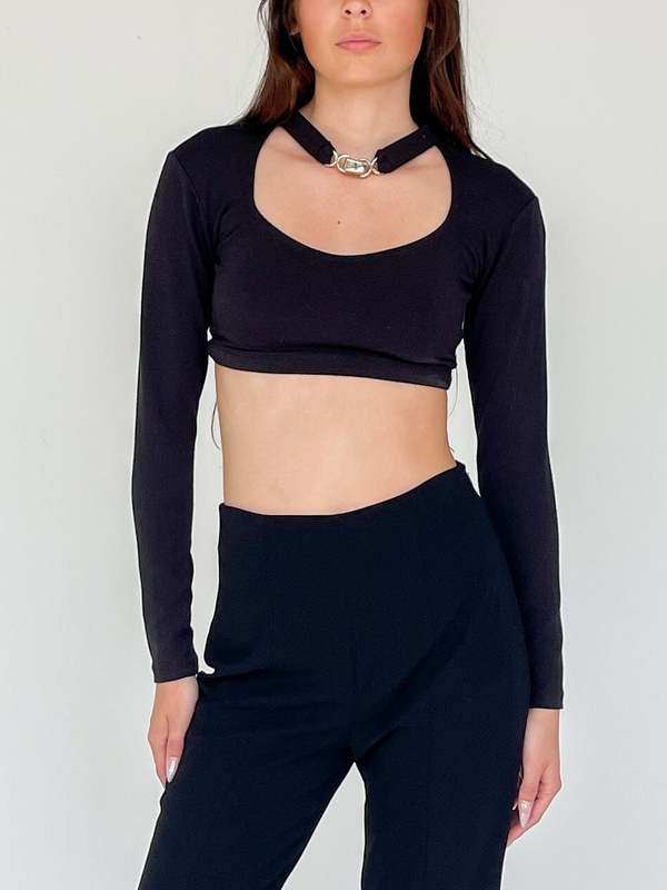 Cropped Choker Top - Black | Garmentory