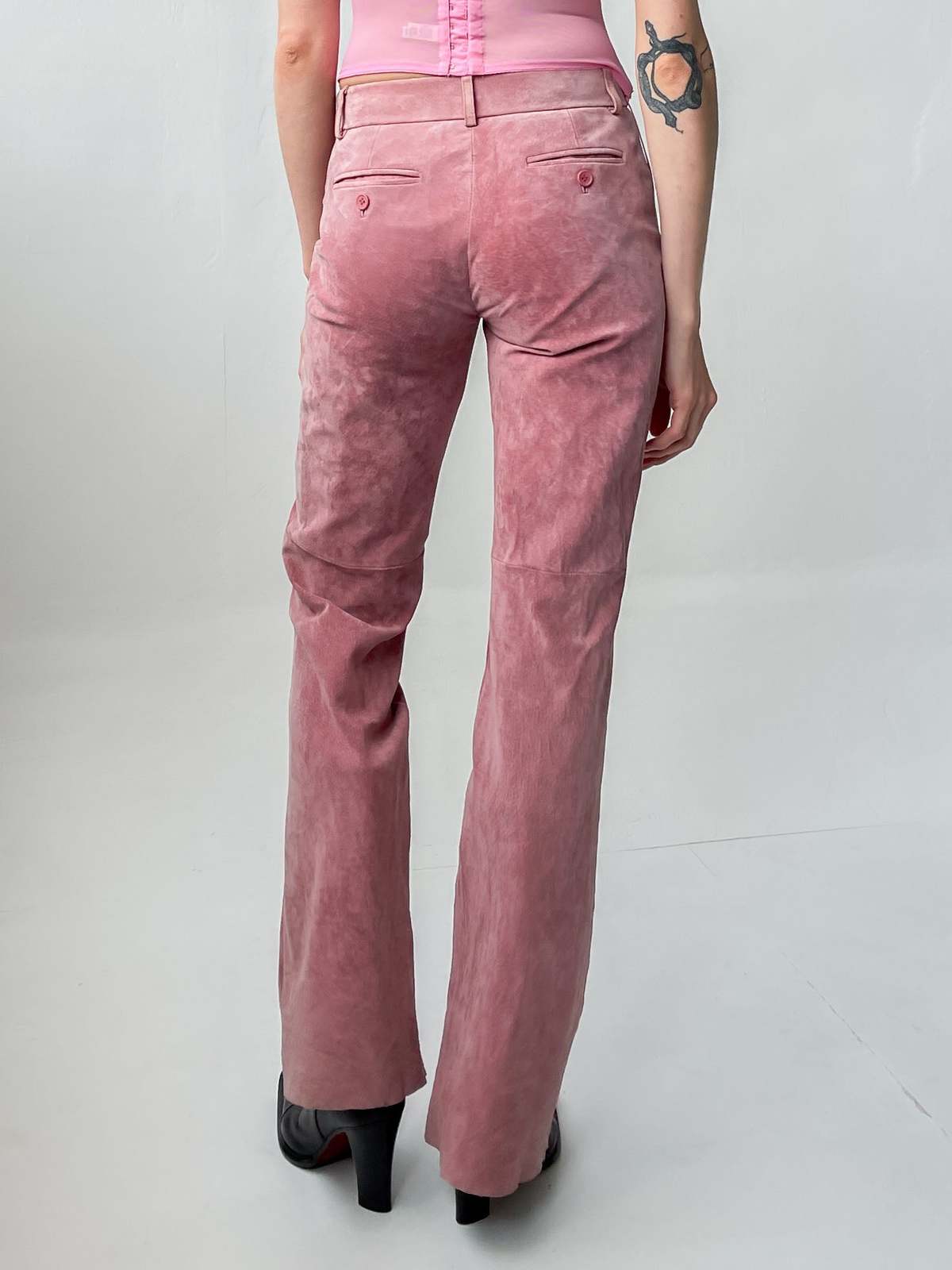 Low Rise Suede Pants - Pink | Garmentory