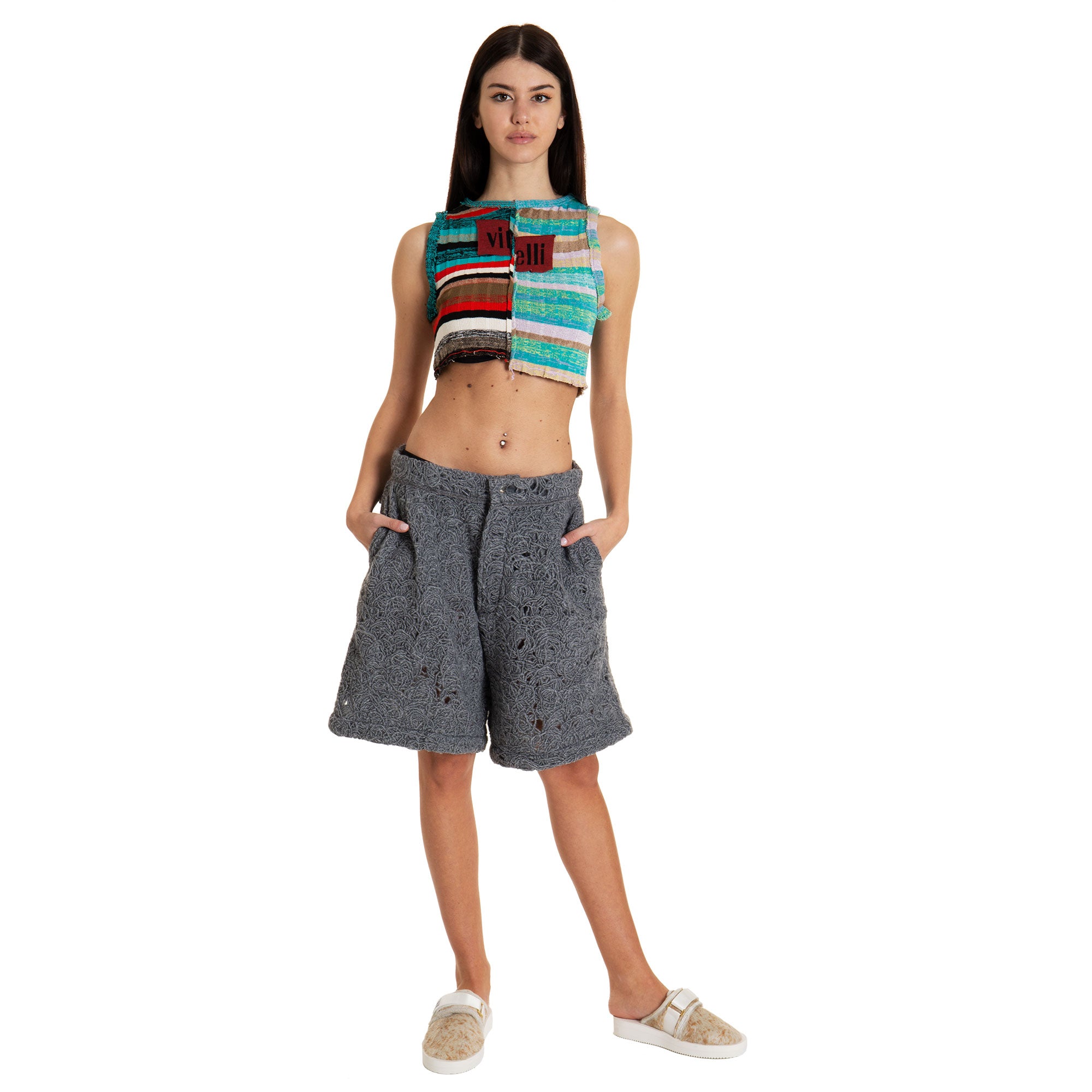 Vitelli Cosmic Patchwork Crop Top - Multicolor | Garmentory