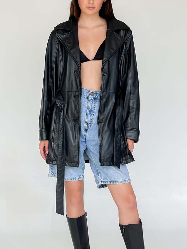 Leather Wrap Jacket - Black | Garmentory