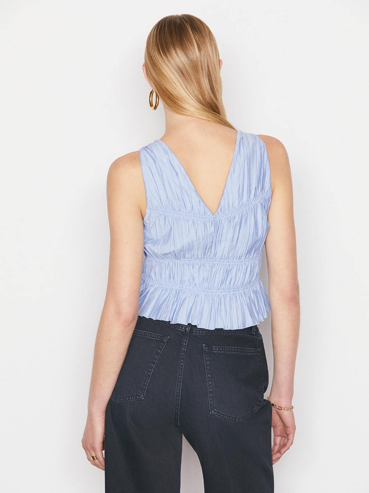 FRAME Denim Cinched Crinkle Tank - Chambray | Garmentory