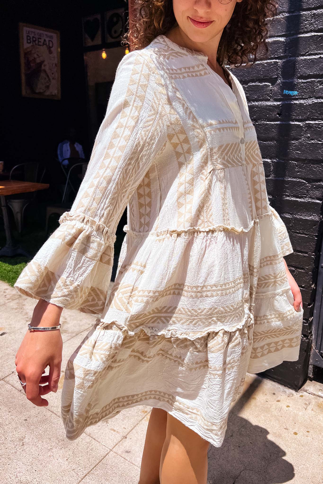 Meo Meli Linen Aztec Dress - white | Garmentory