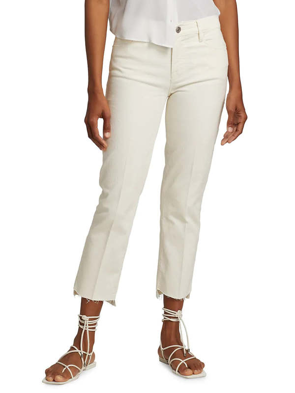 FRAME Denim High Straight Raw Stagger - Natural Grind | Garmentory