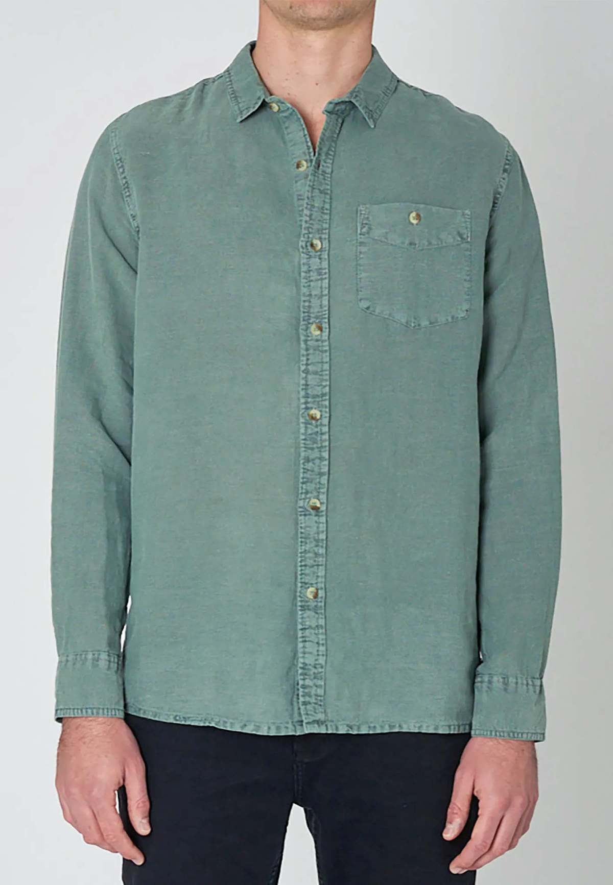 Rollas Men At Work Hemp Shirt - moss | Garmentory