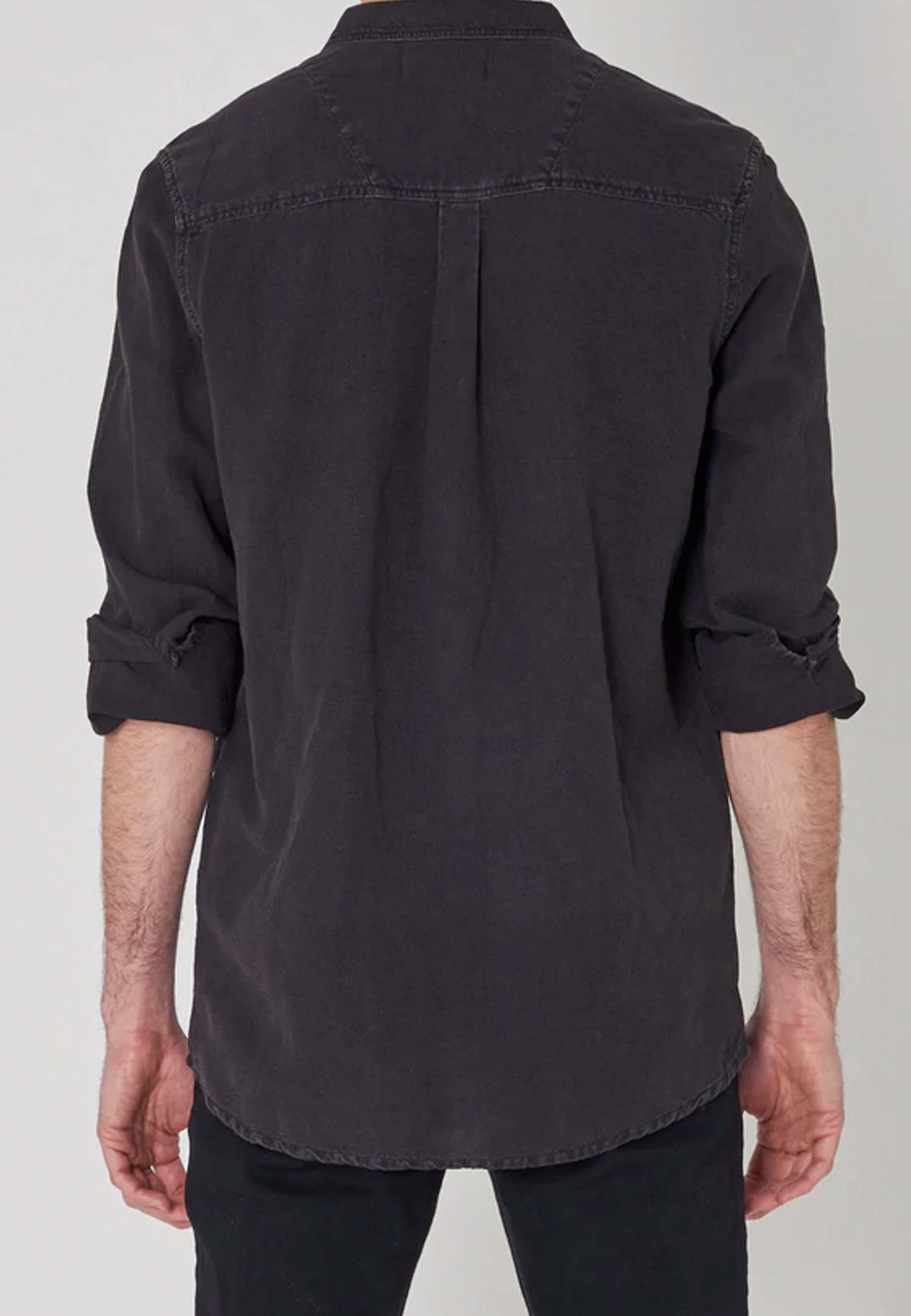 Rollas Men At Work Long Sleeve Hemp Shirt - washed black | Garmentory