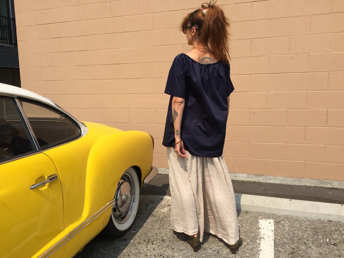 Sunja Link Gather Shirt - Navy | Garmentory