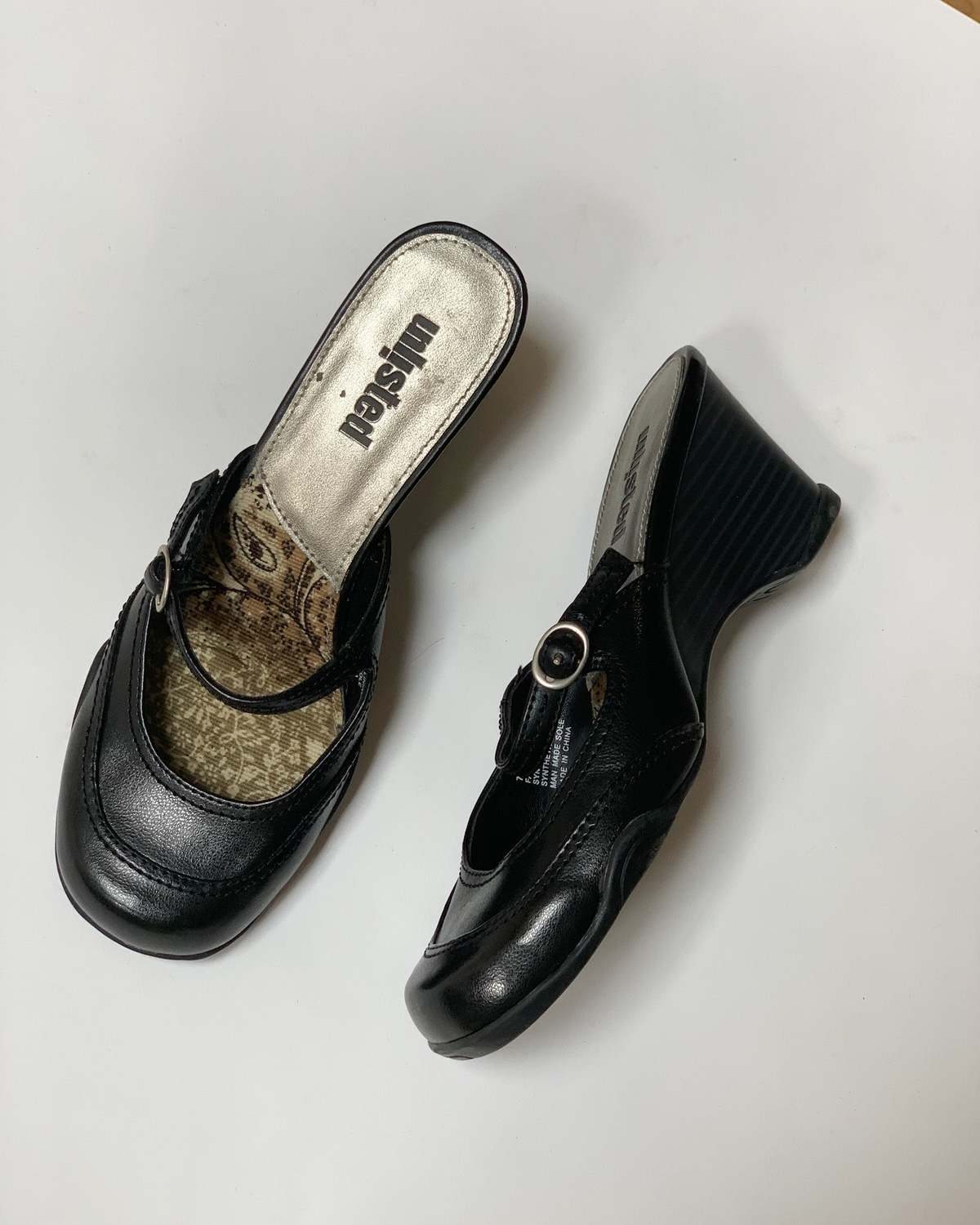 Vintage Mary Jane Slides - Black | Garmentory