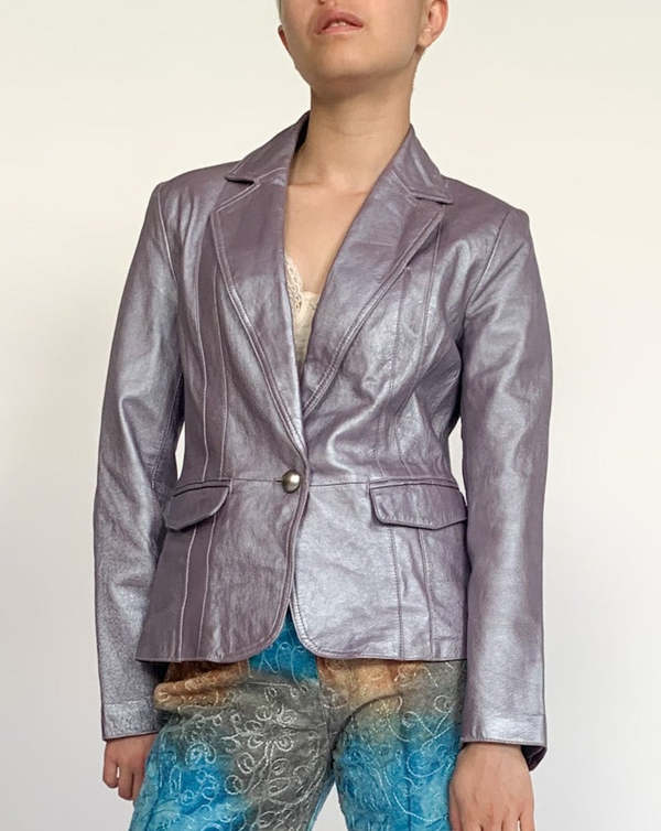 Iridescent Leather Jacket - Lavender | Garmentory