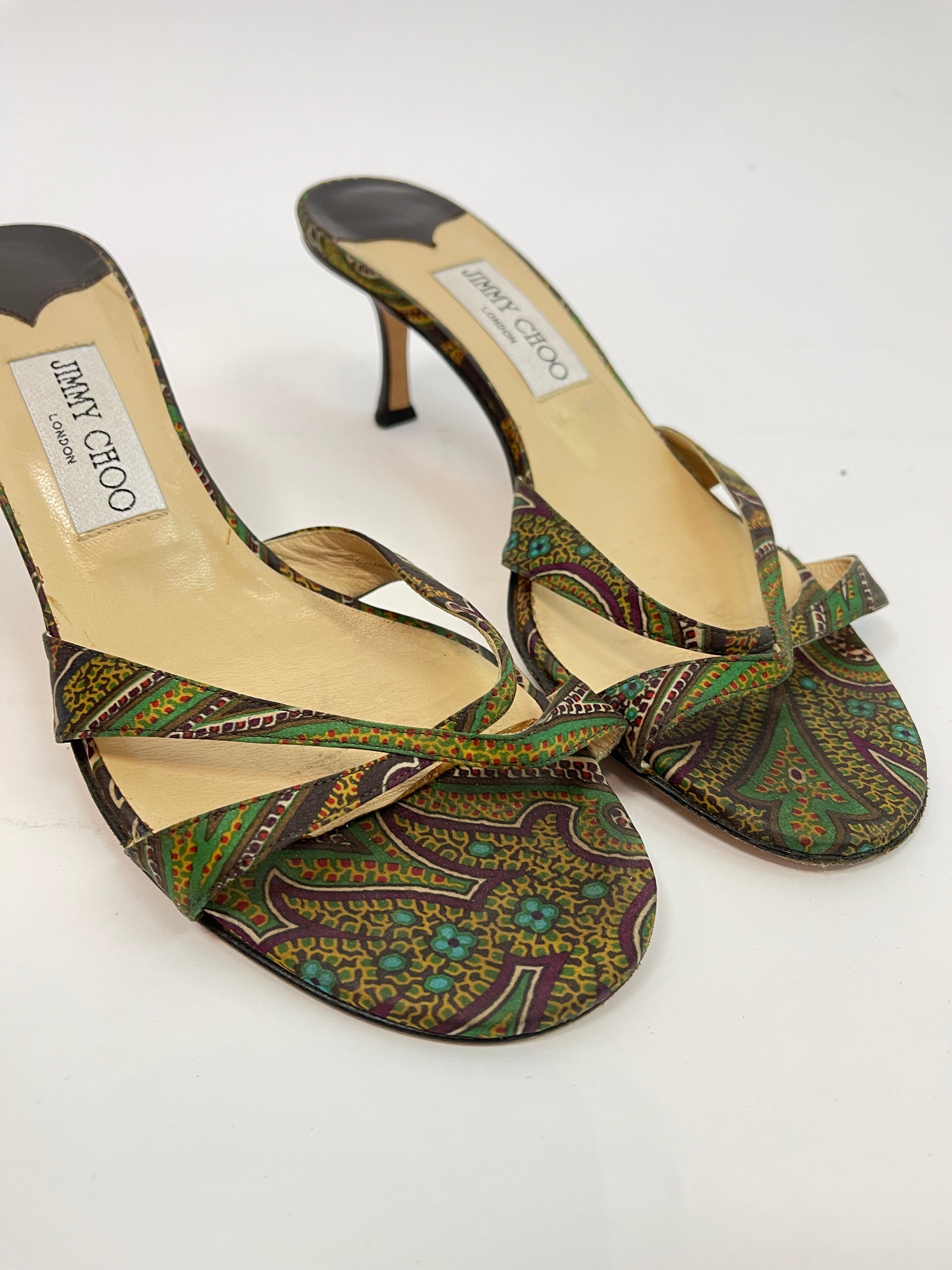 Vintage Jimmy Choo Pattern Kitten Heels - Multi | Garmentory