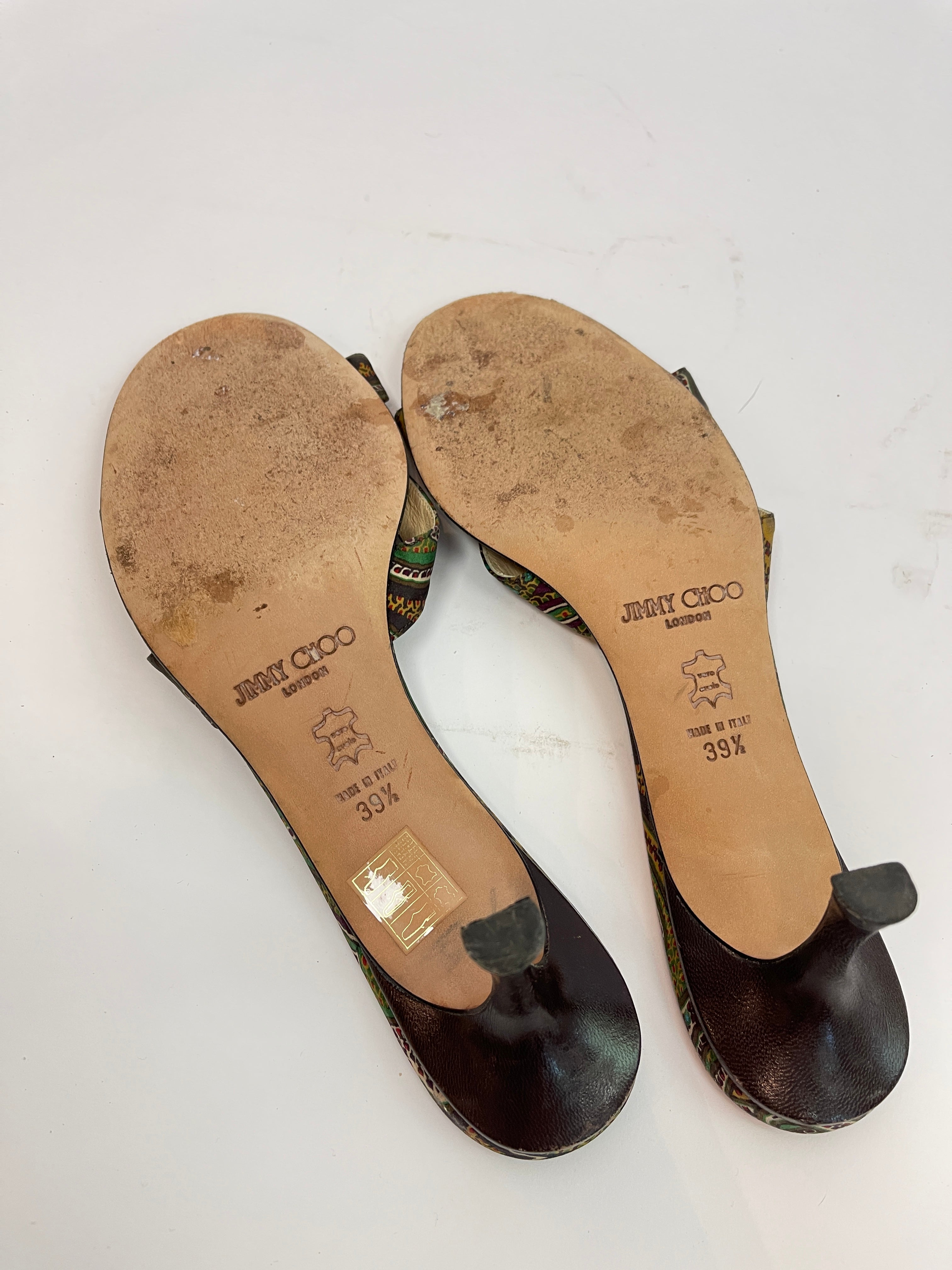 Vintage Jimmy Choo Pattern Kitten Heels - Multi | Garmentory