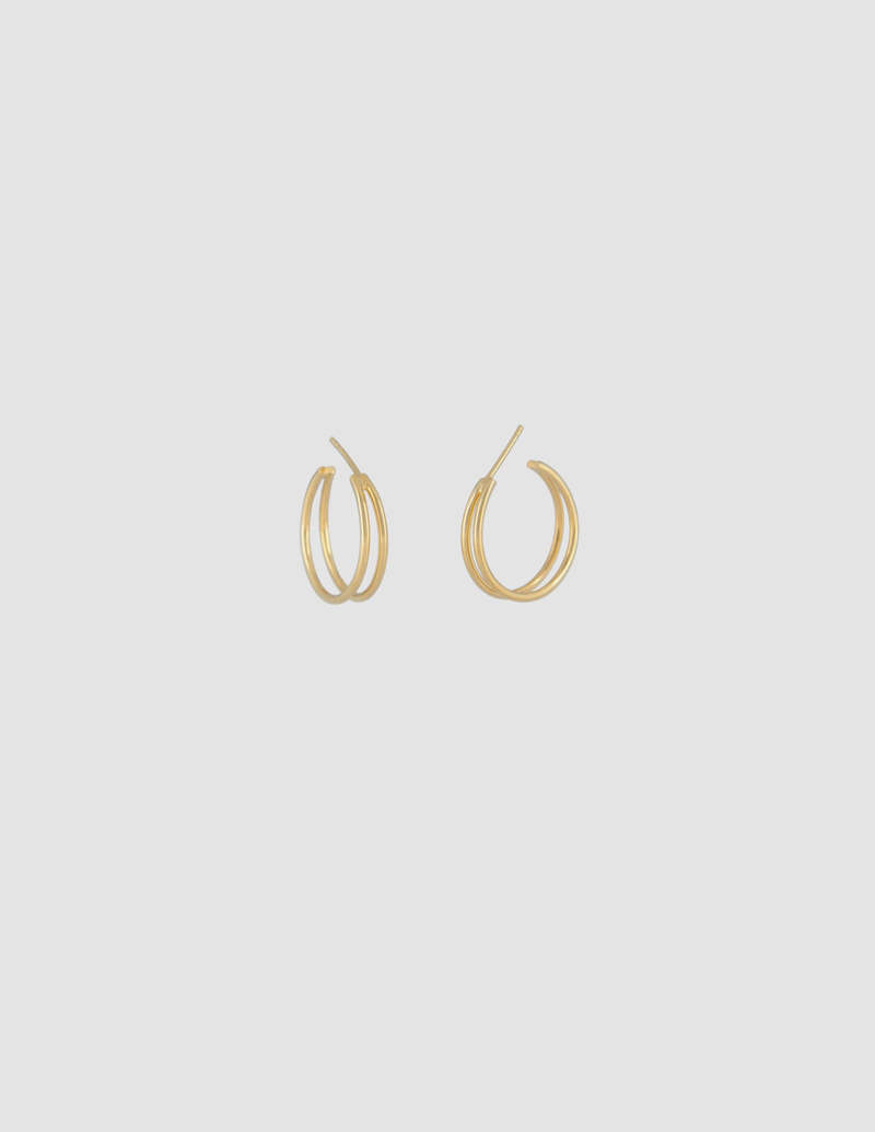 LES SOLIDES double round hoops pair - gold | Garmentory