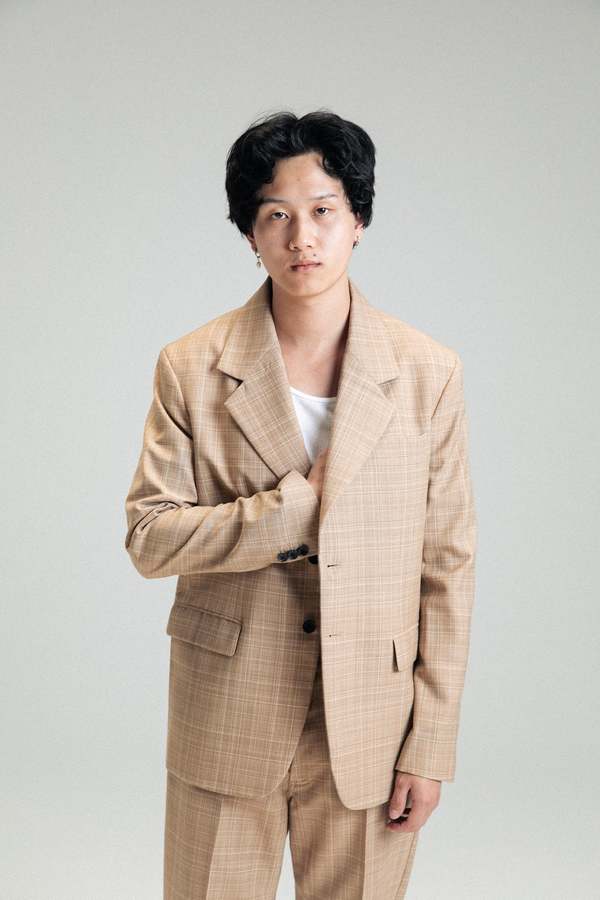 SECOND/LAYER Plaid Wool Valluco Blazer - Sand | Garmentory