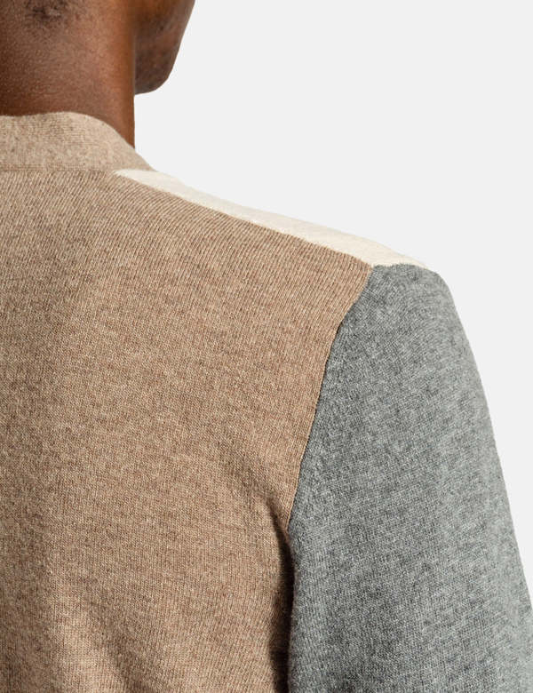 Norse Projects Adam Colour Block Cardigan - Utility Khaki Brown ...